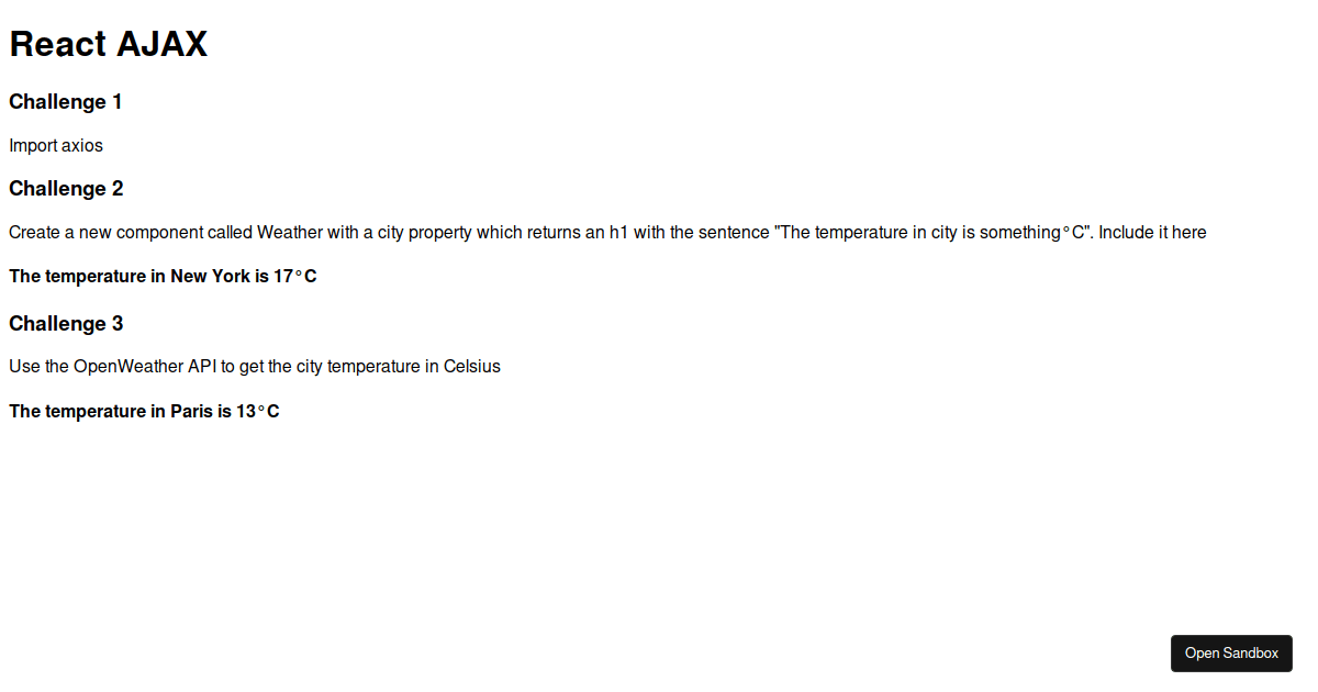 React AJAX Solution - Codesandbox