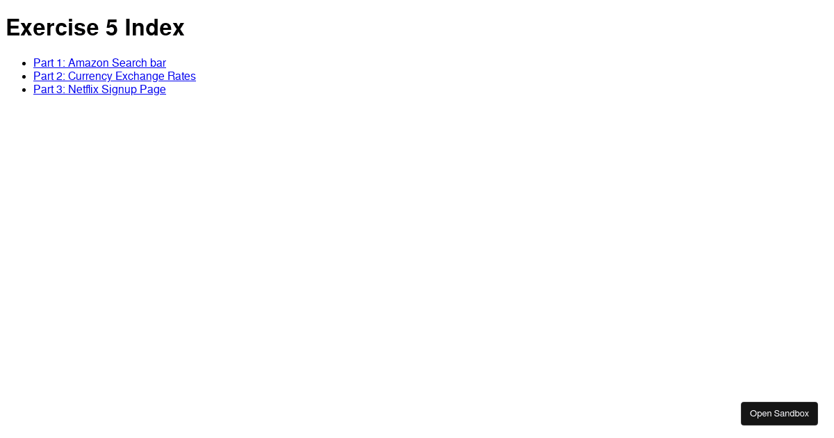 Web 1 / Exercise 5 (forked) - Codesandbox