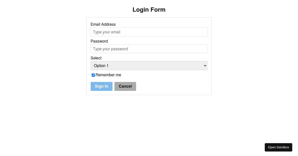 Login Form with BASS - Codesandbox