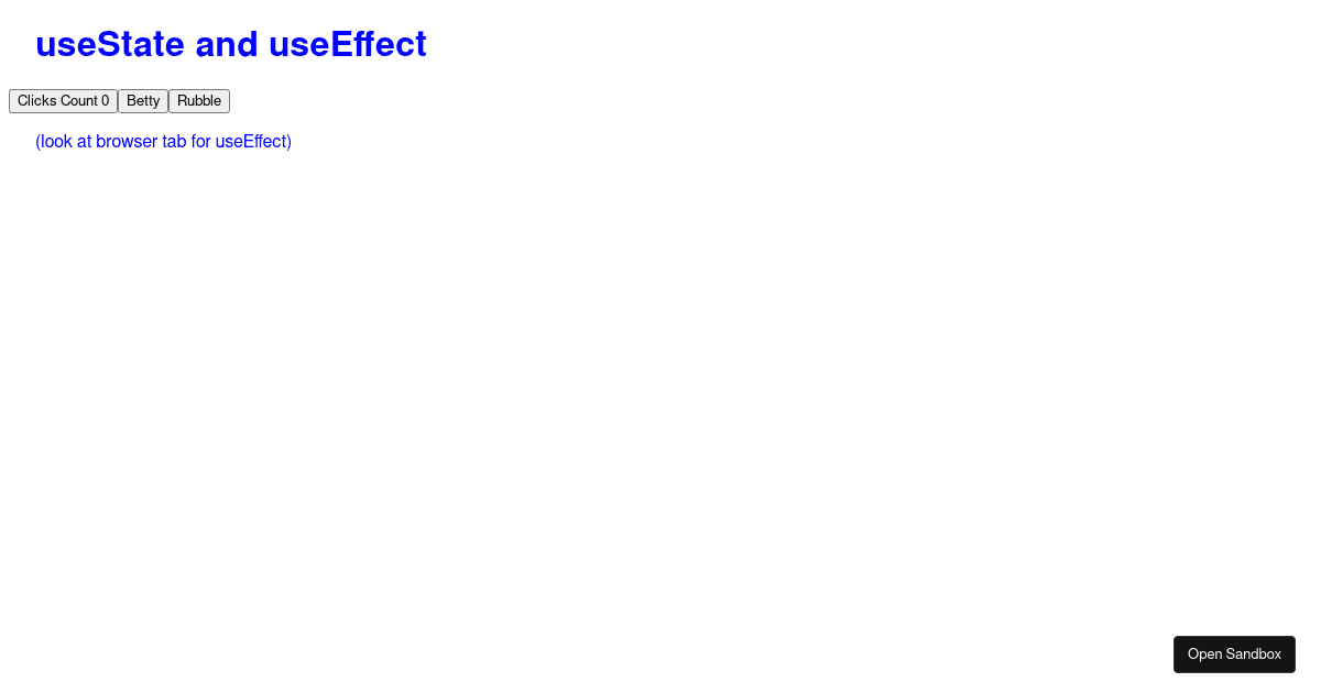 React Hooks > useEffect and useState (forked) - Codesandbox