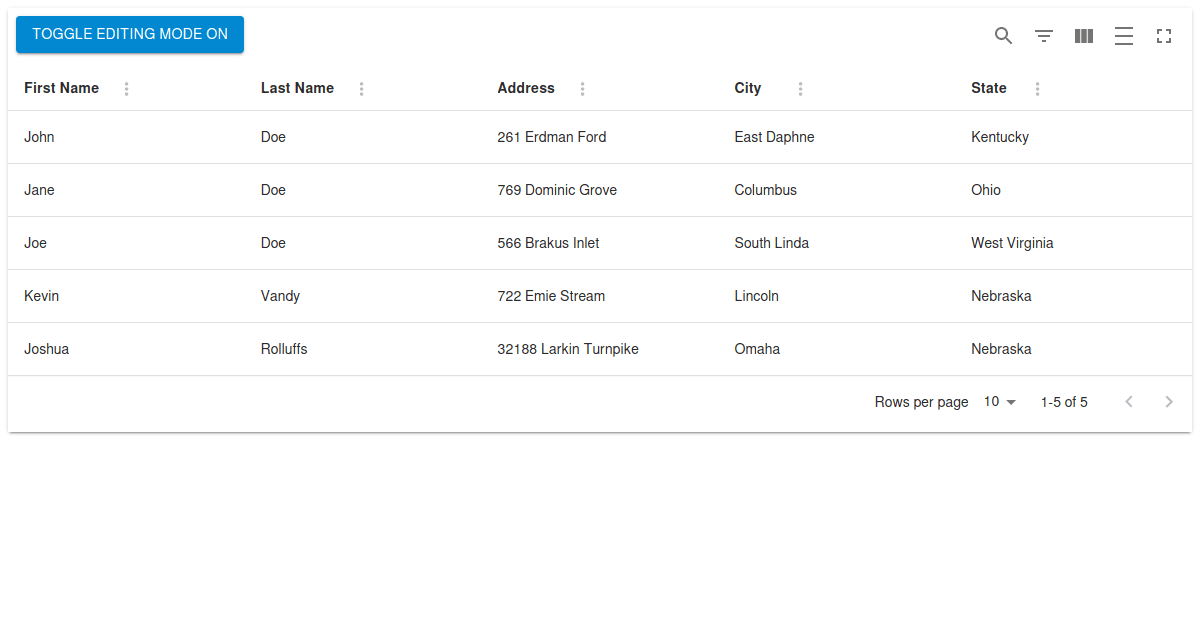 Material React Table Row Selection Problem Codesandbox