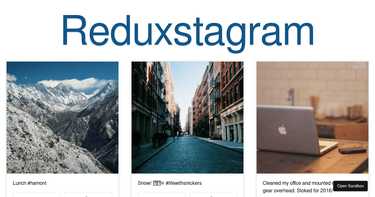 Reactstagram React Redux Typescript Poc Codesandbox