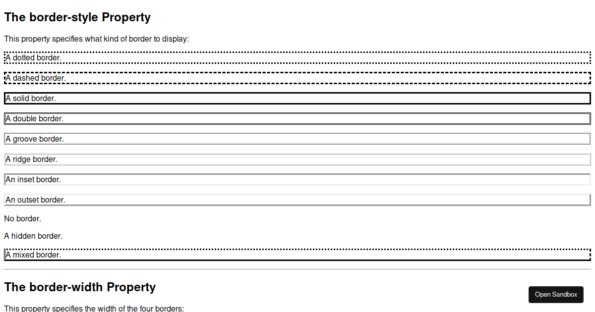 Borders - Codesandbox