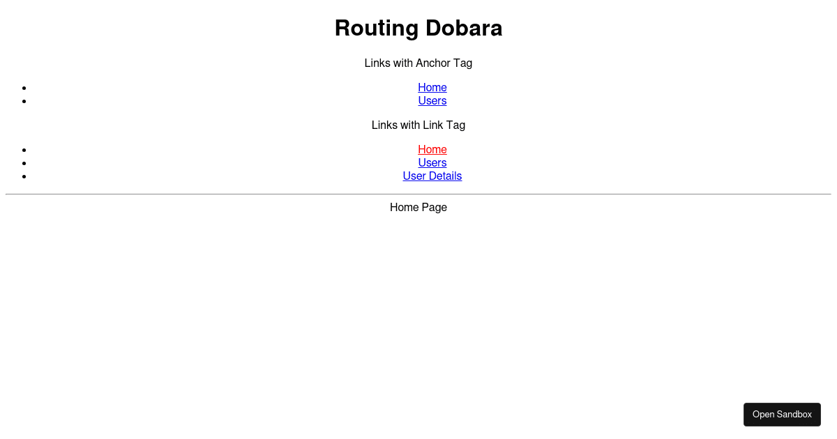React Router Link Codesandbox