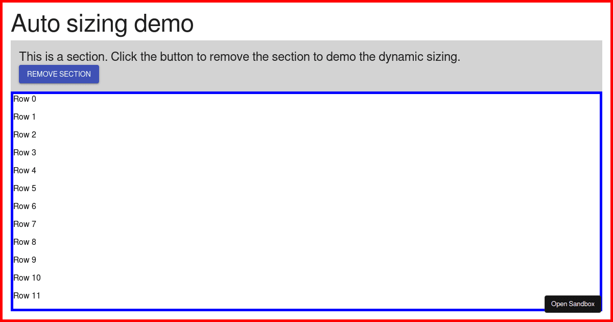 Auto sizing demo - Codesandbox