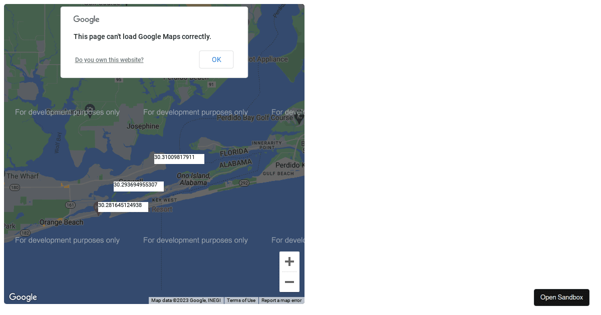 Google maps Issue - Codesandbox