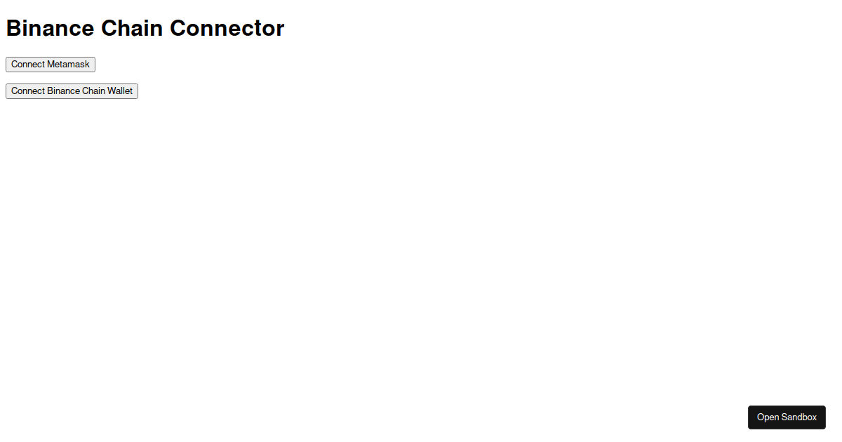 Binance wallet connector - Codesandbox