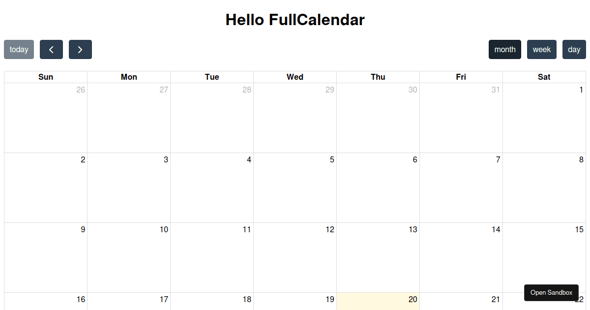 react-fullcalendar (forked) - Codesandbox