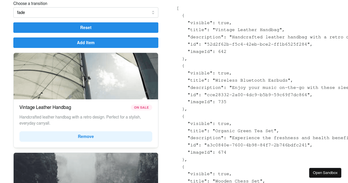 Mantine Transition sortable - Codesandbox
