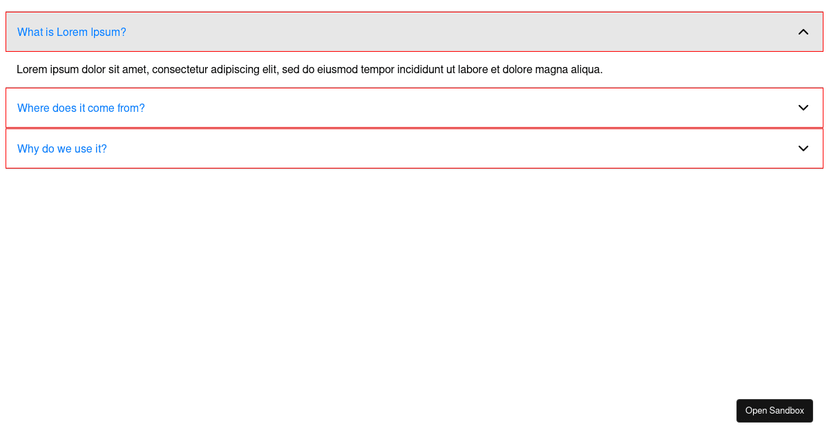 React Accordion Emotion React Forked Codesandbox