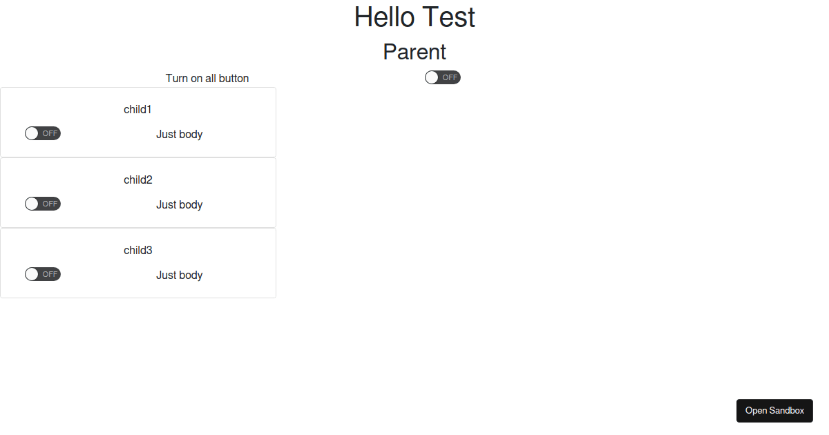 parent child communication hooks - Codesandbox