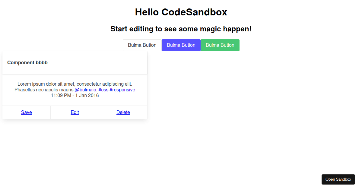 bulmil - Bulma Web Components - Codesandbox