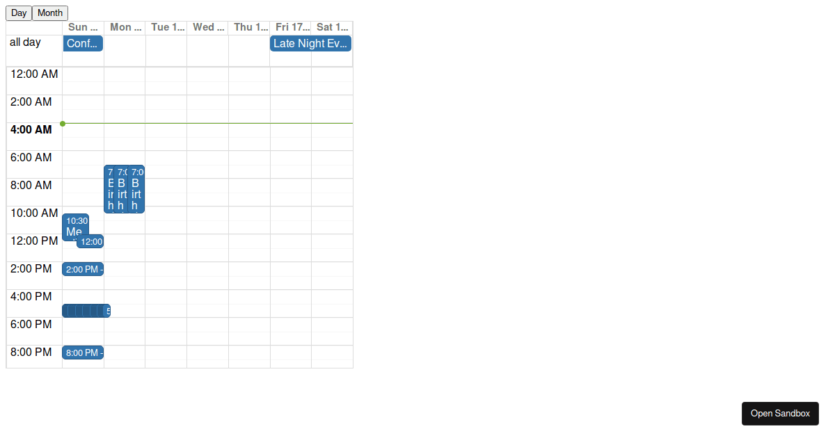 React Big Calendar Example (forked) - Codesandbox