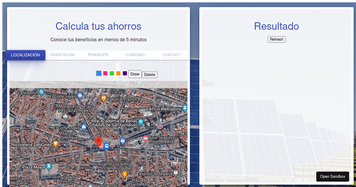 React Multi Solar Calculator - Codesandbox