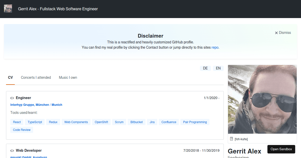github-cv - Codesandbox