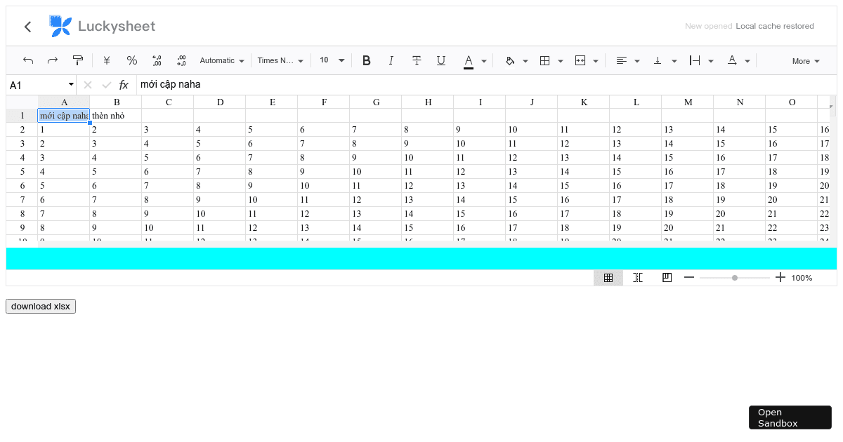 excel (forked) - Codesandbox