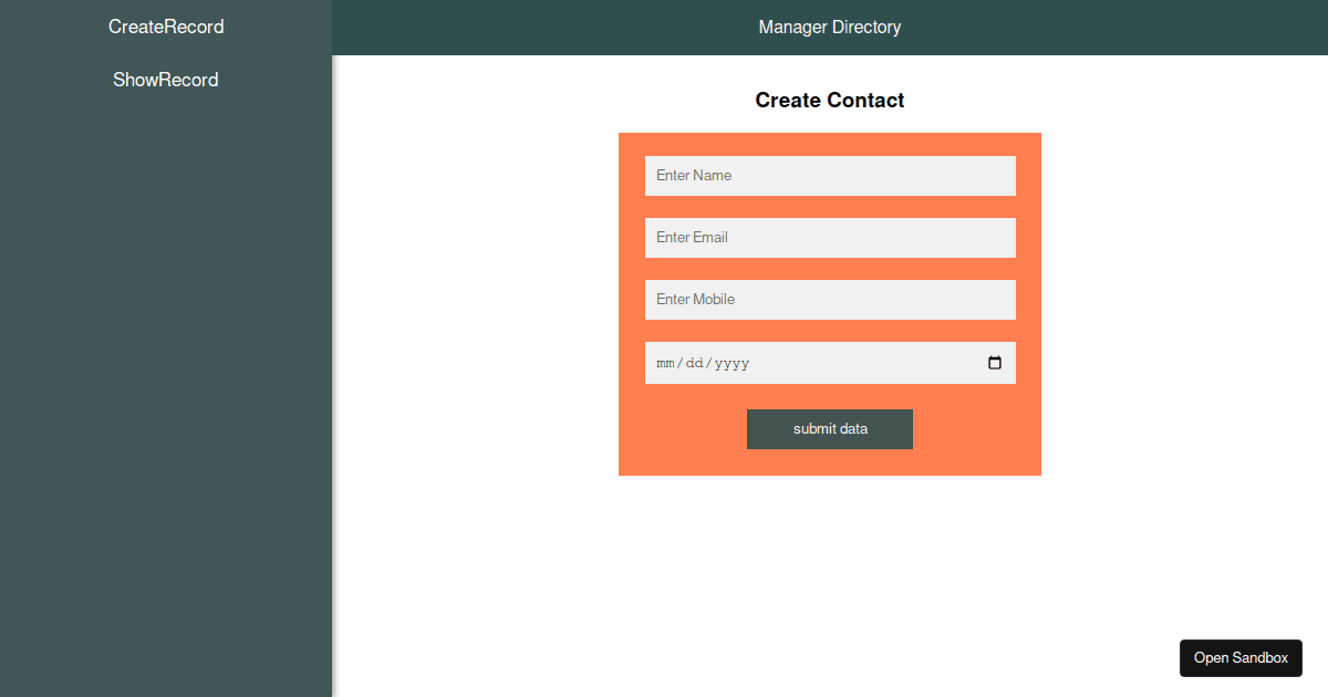 Create Record - Codesandbox