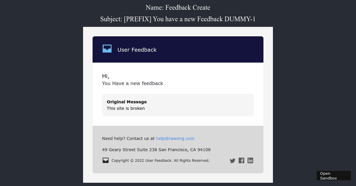 Email Template Feedback Widget API (forked) - Codesandbox