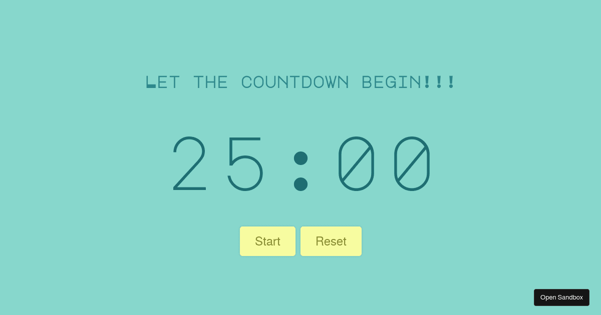 Pomodoro React Codesandbox