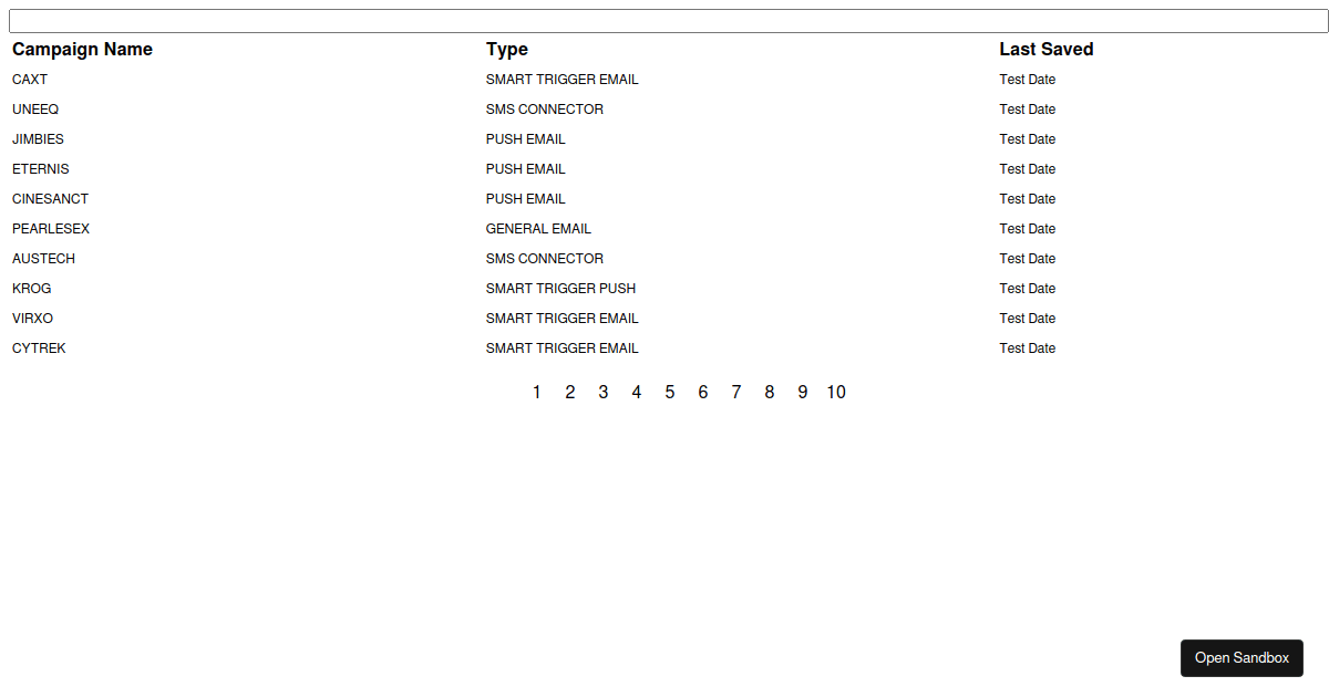 Paginated Table With Search Filtering Codesandbox