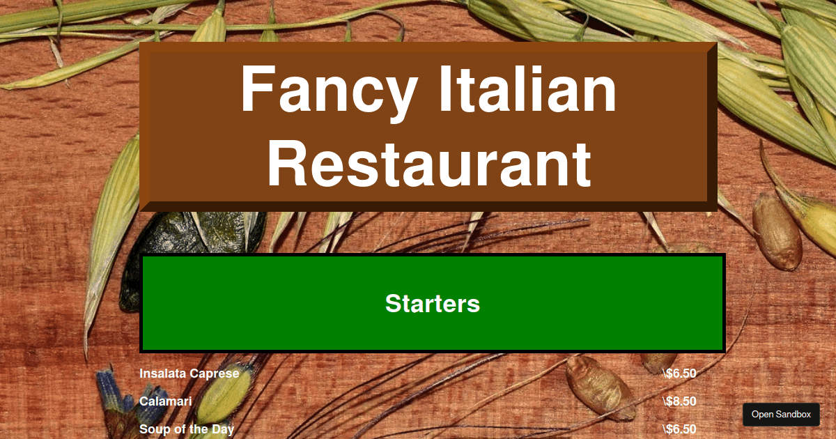 2022 Internship Exercise - Menu (forked) - Codesandbox