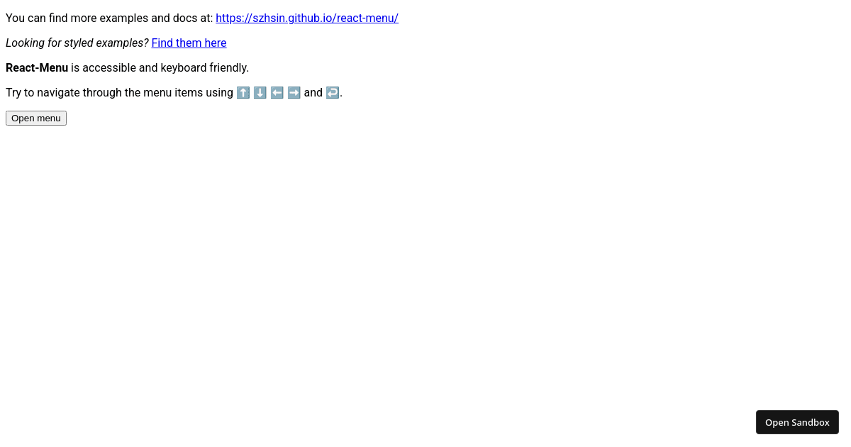 react-menu-starter - Codesandbox