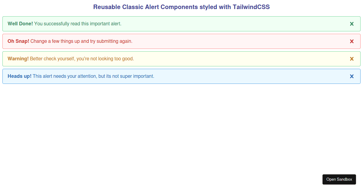 Reusable Styled Alert Component - Codesandbox