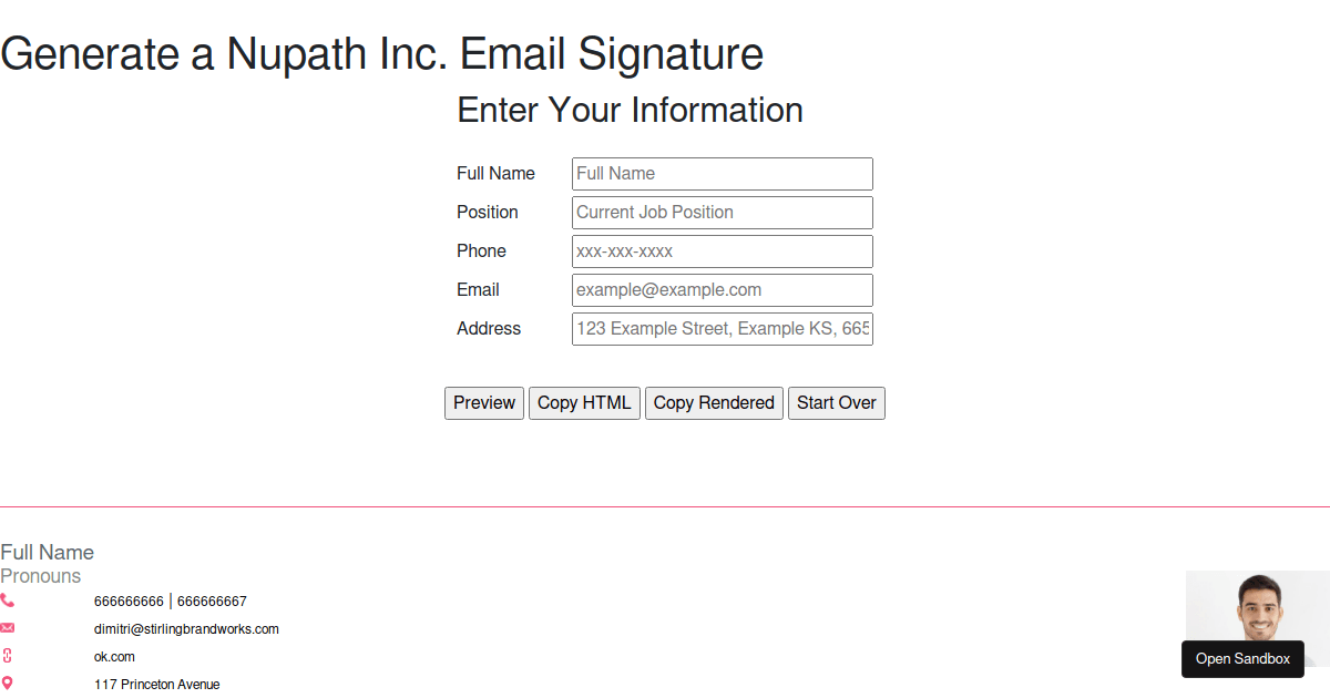 Nupath-Email-Signature-Generator - Codesandbox