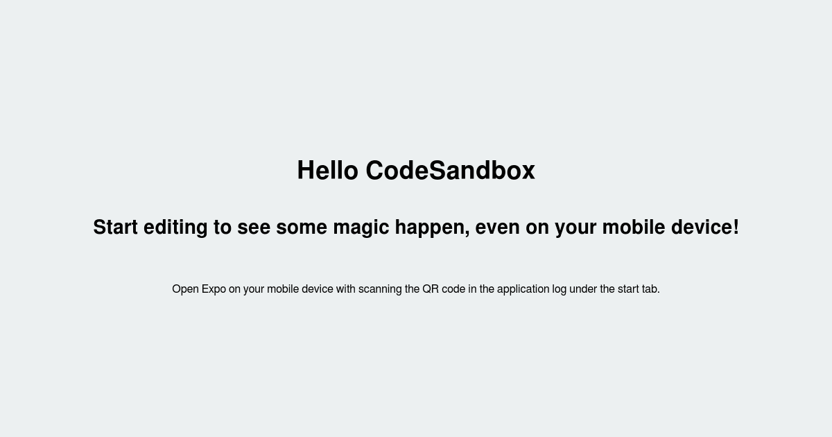 React Native with Expo - Codesandbox