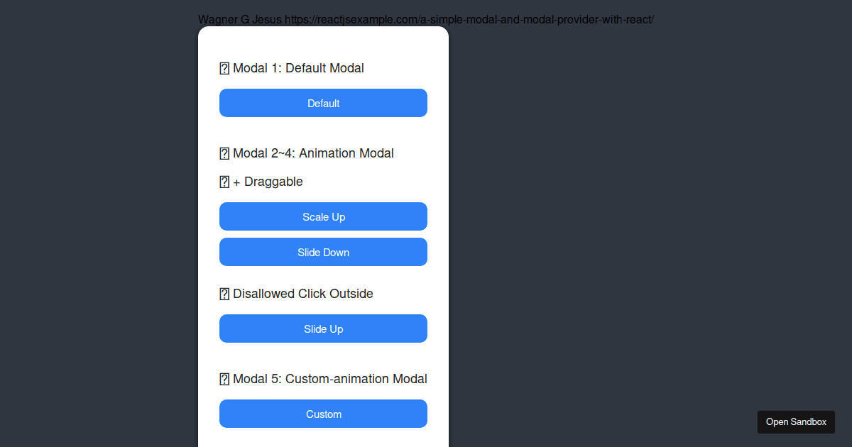 react-simple-modal-provider 1.7.1 (forked) - Codesandbox