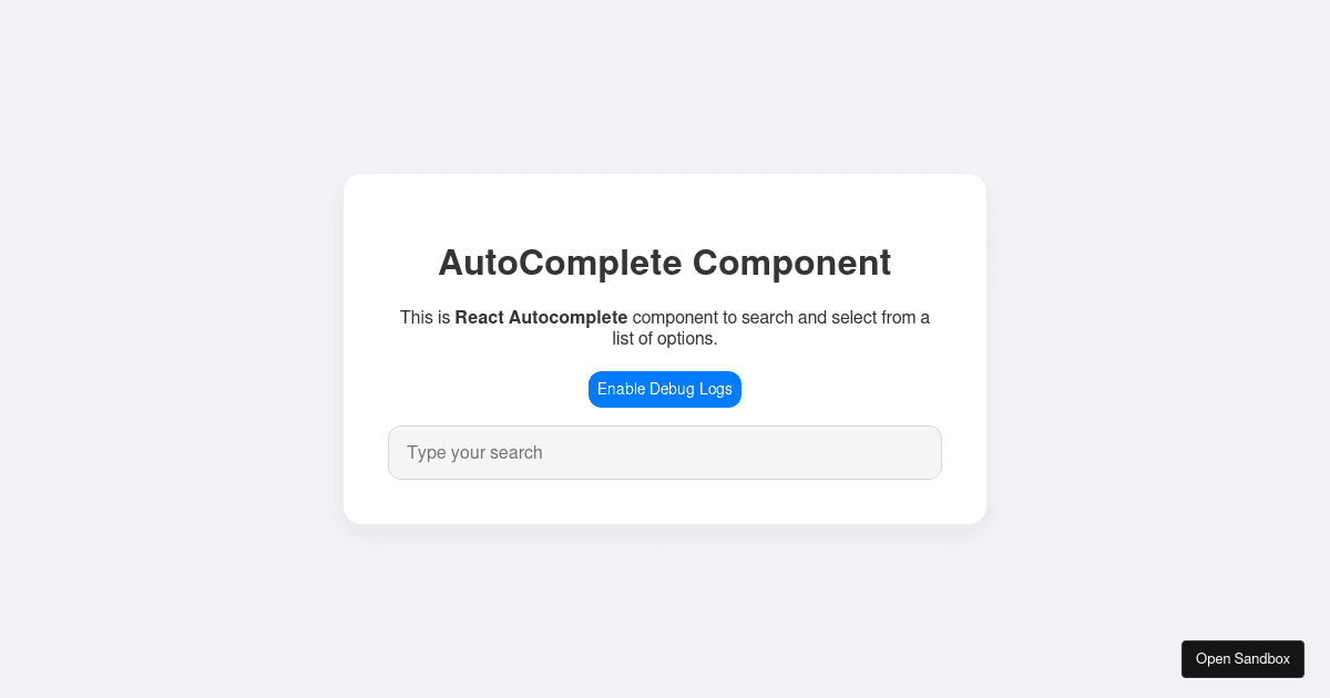 React-Autocomplete - Codesandbox