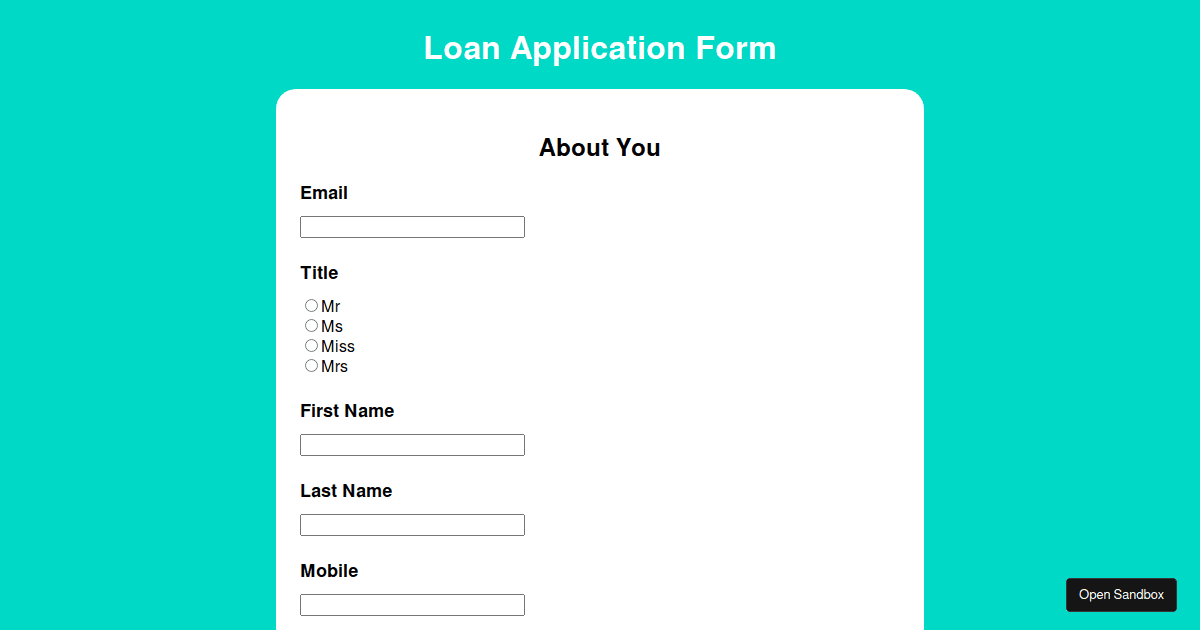 Loan Application Form - Codesandbox