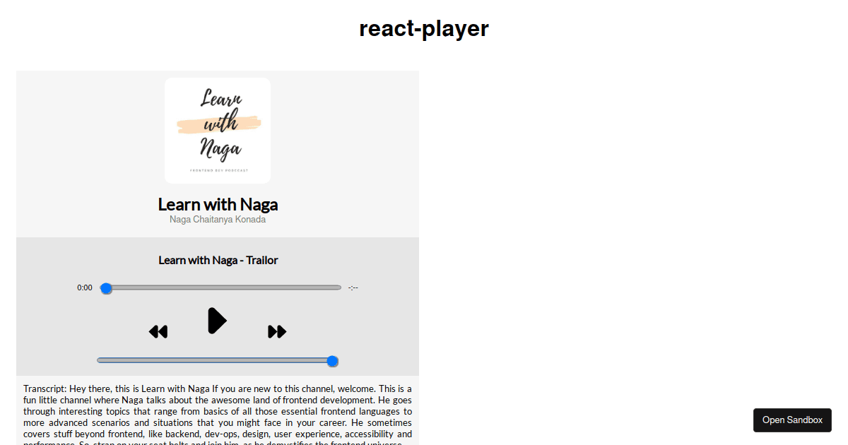 Testing React Players Forked Codesandbox
