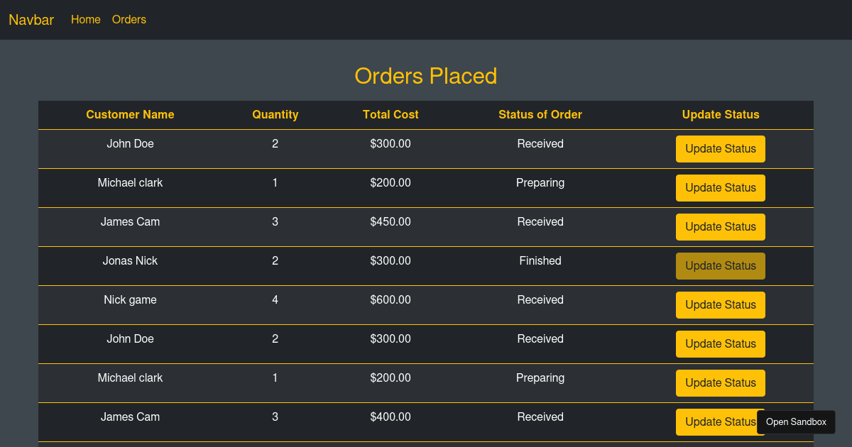 Pizza Demo Codesandbox