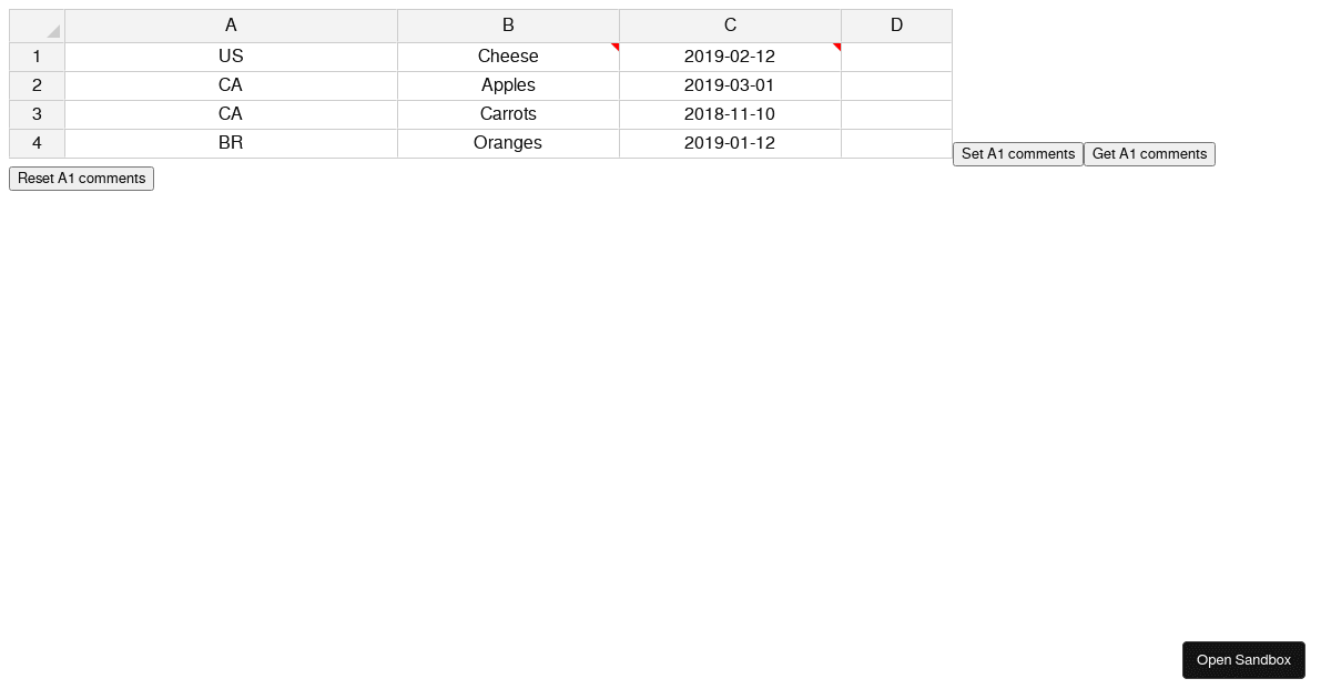 Vue spreadsheet (forked) - Codesandbox