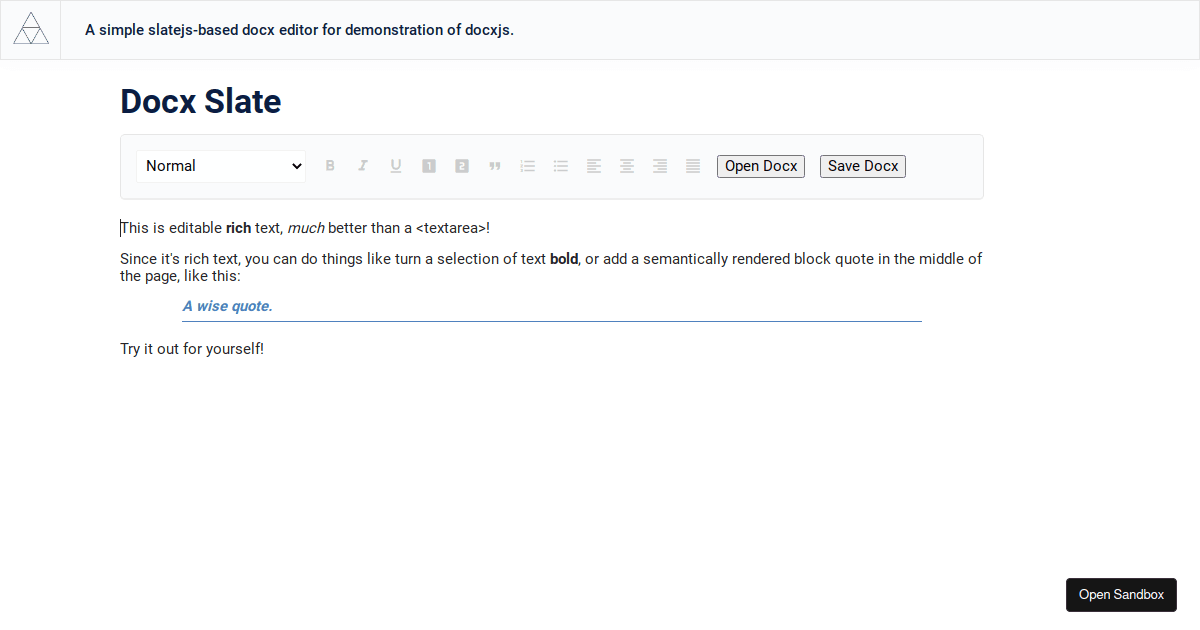 docx-slate-webpack4 - Codesandbox