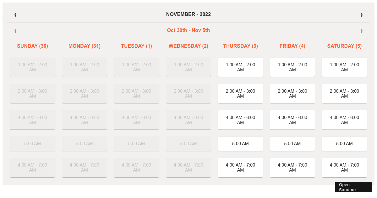 react-timeslot-calender (forked) - Codesandbox react-timeslot-calender (forked) - Codesandbox