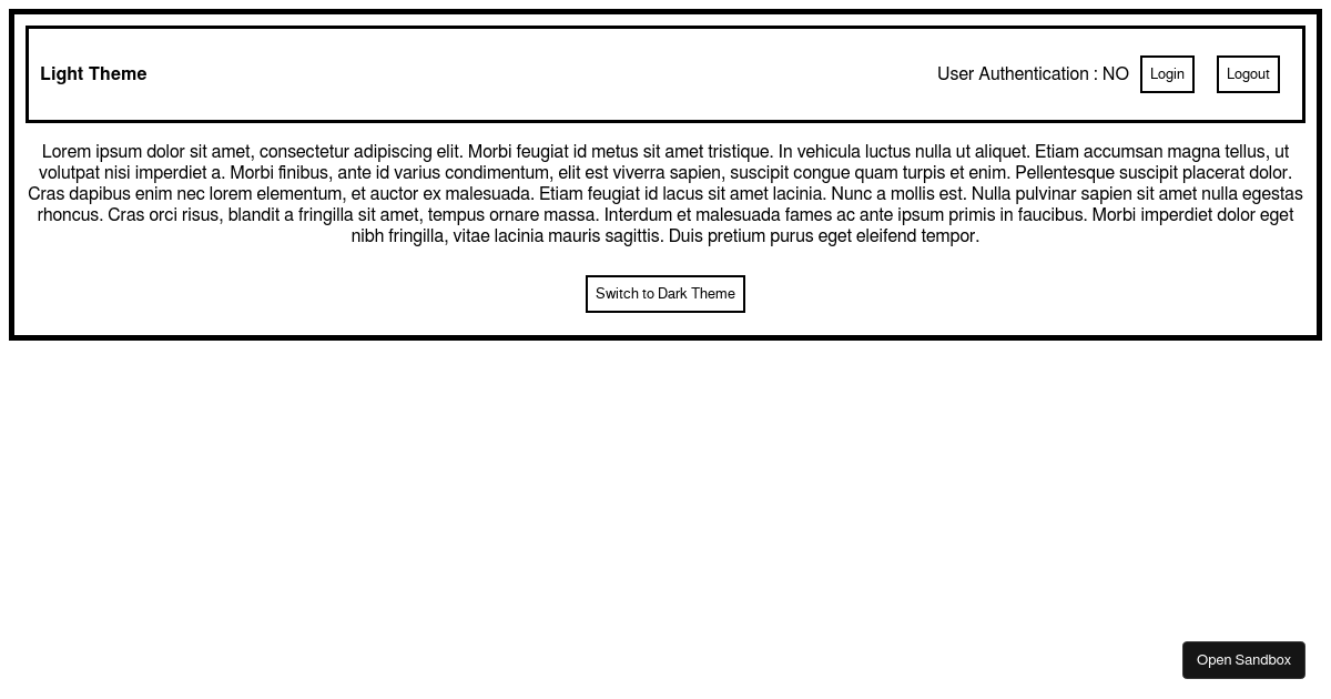Context Api Part 3 Auth Contexttheme Context Codesandbox
