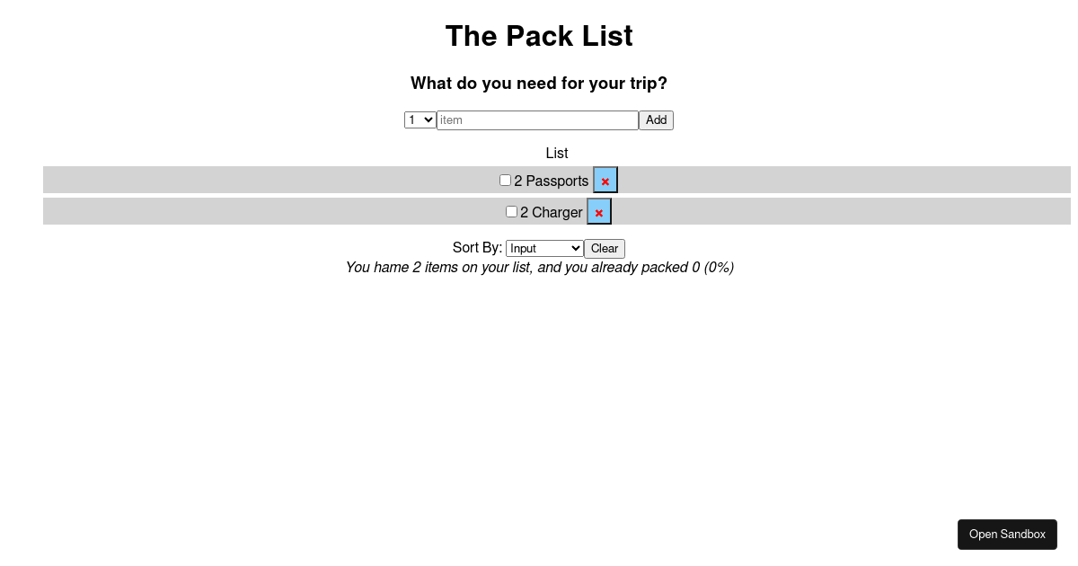 packing-list - Codesandbox