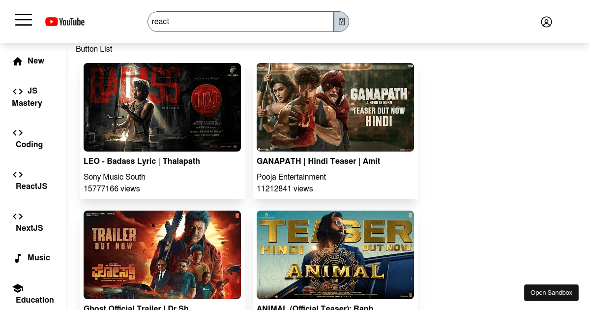 youtube - Codesandbox