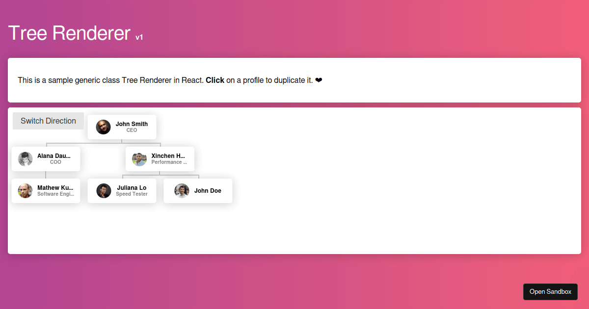 React Tree Renderer - Codesandbox