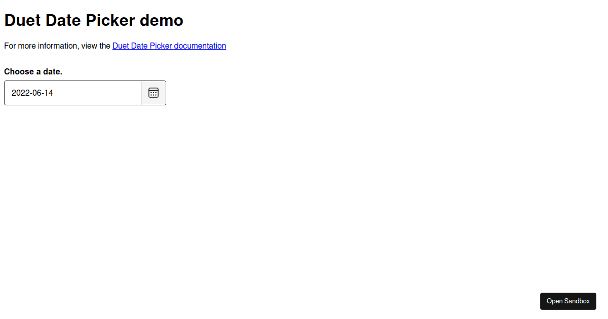 Duet Date Picker for React - Codesandbox