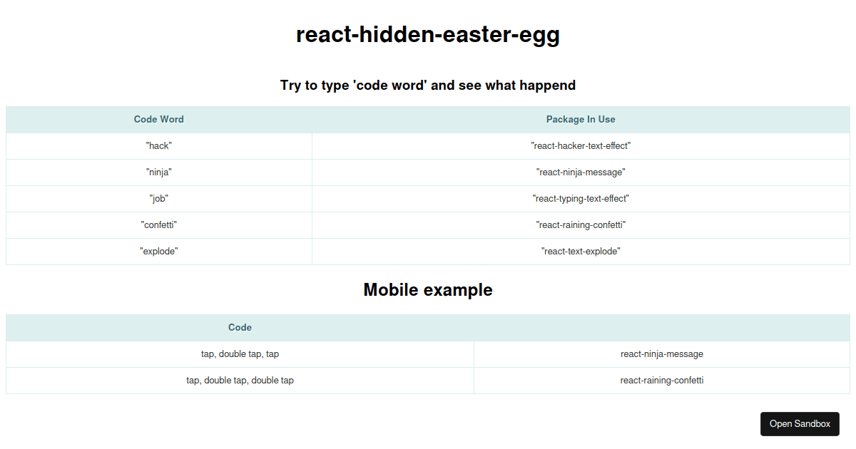 react-hidden-easter-egg (advance example) (forked) - Codesandbox