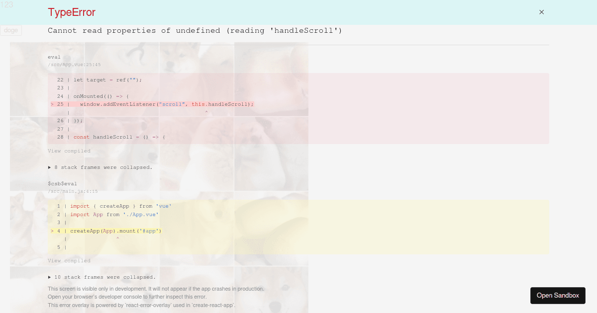 Vue Scroll Event Codesandbox