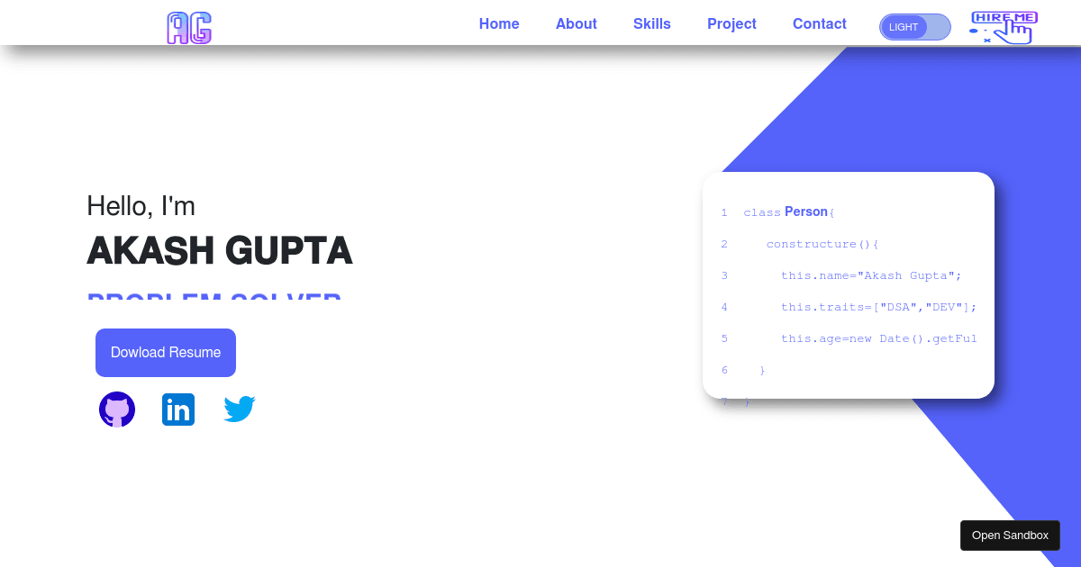 akash833/myportfolio - Codesandbox