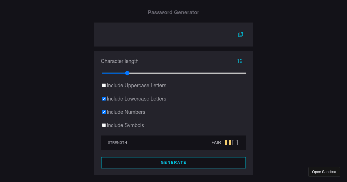 Password Generator App Codesandbox