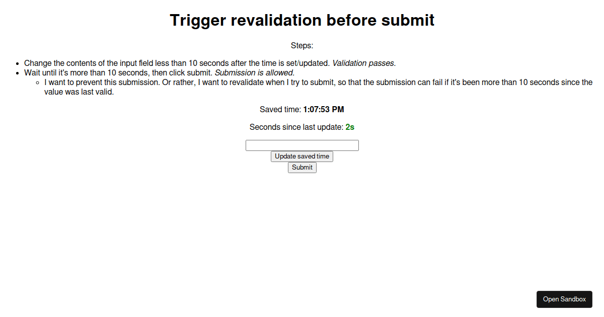 Force Revalidation On Submit React Final Form Codesandbox