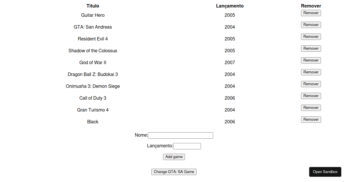 CRUD - Arrays, lists and tables - Codesandbox