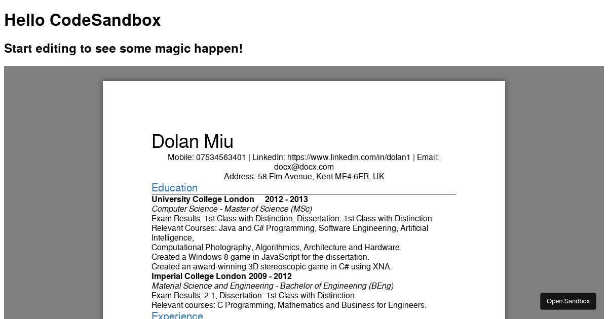word-preview (forked) - Codesandbox
