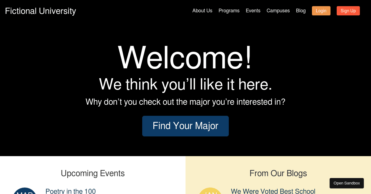 fictional-university-theme - Codesandbox